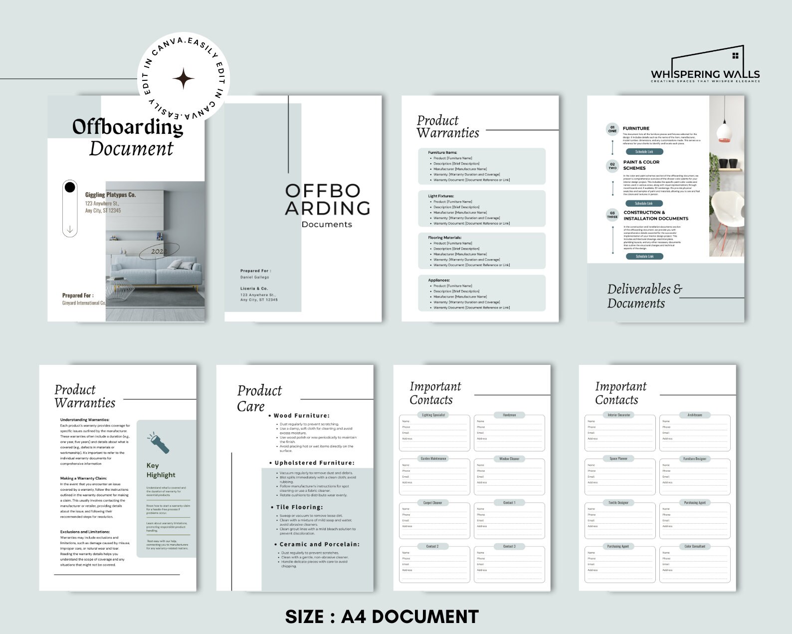Interior Design Offboarding Documents Template - Fully Editable - Canva ...