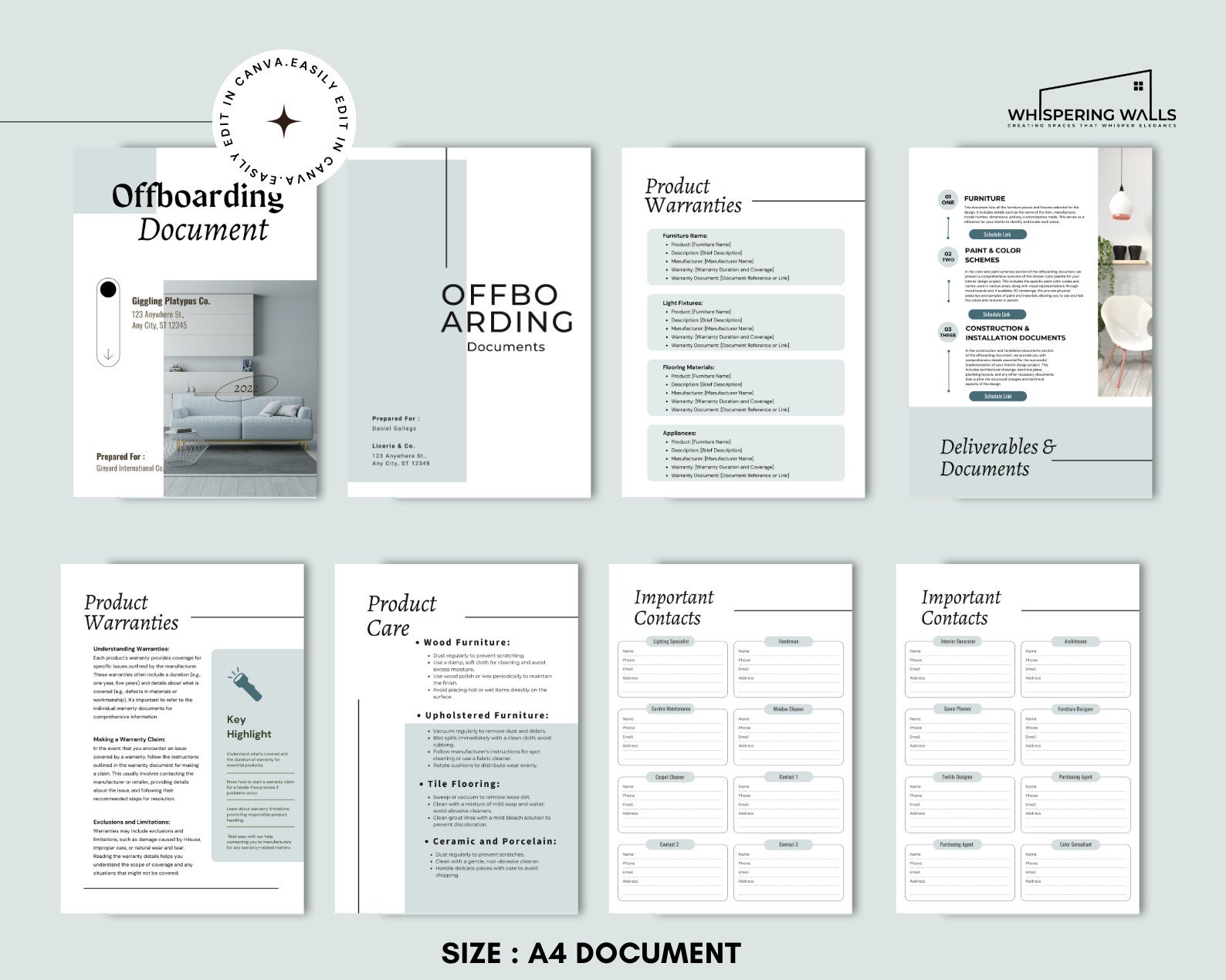 Interior Design Offboarding Documents Template - Fully Editable - Canva ...