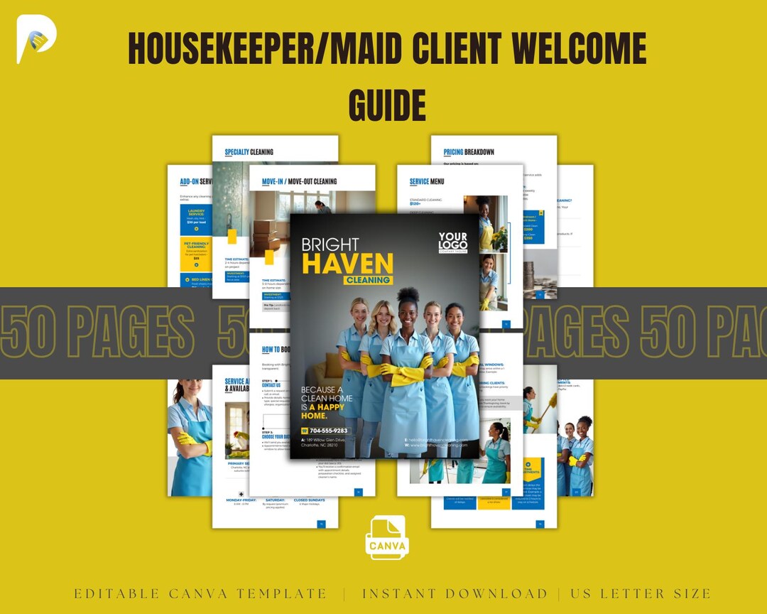 Housekeeper Client Welcome Guide Template 50-page Cleaning Service ...