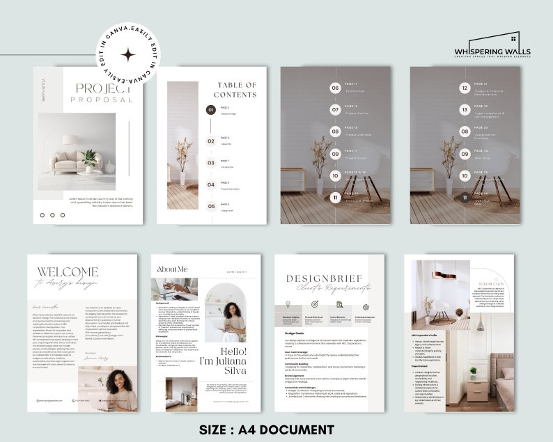 Interior Design Proposal Template Fully Editable Canva Template ...