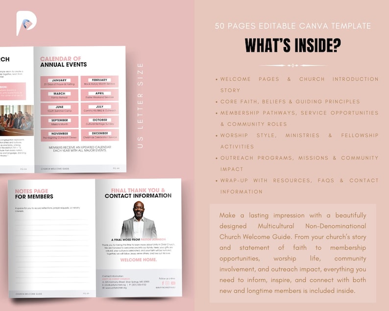 Church Welcome Guide Template | 50-page Multicultural & Non ...