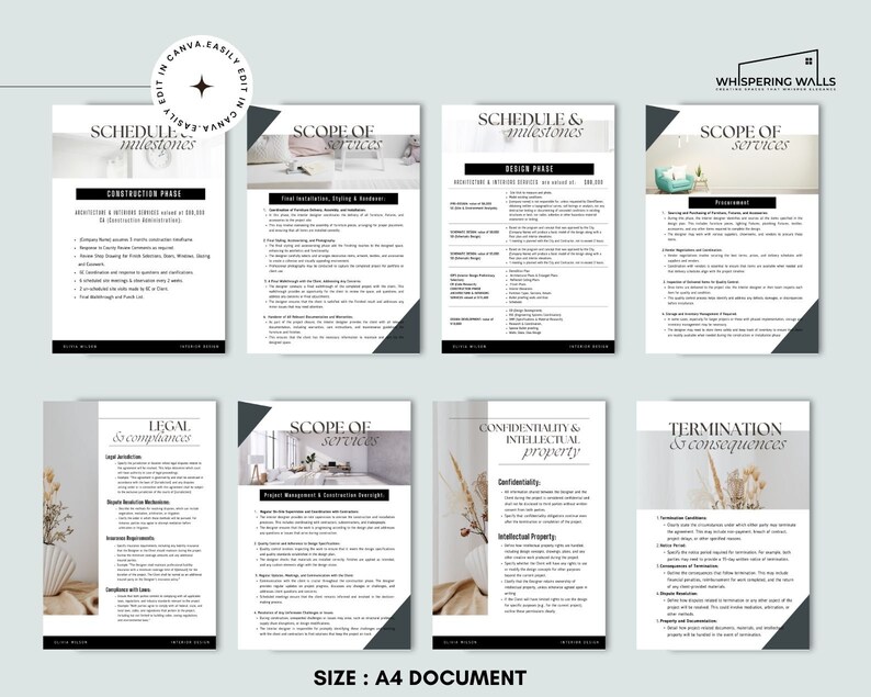 Interior Design Scope of the Work Template - Fully Editable - Canva ...