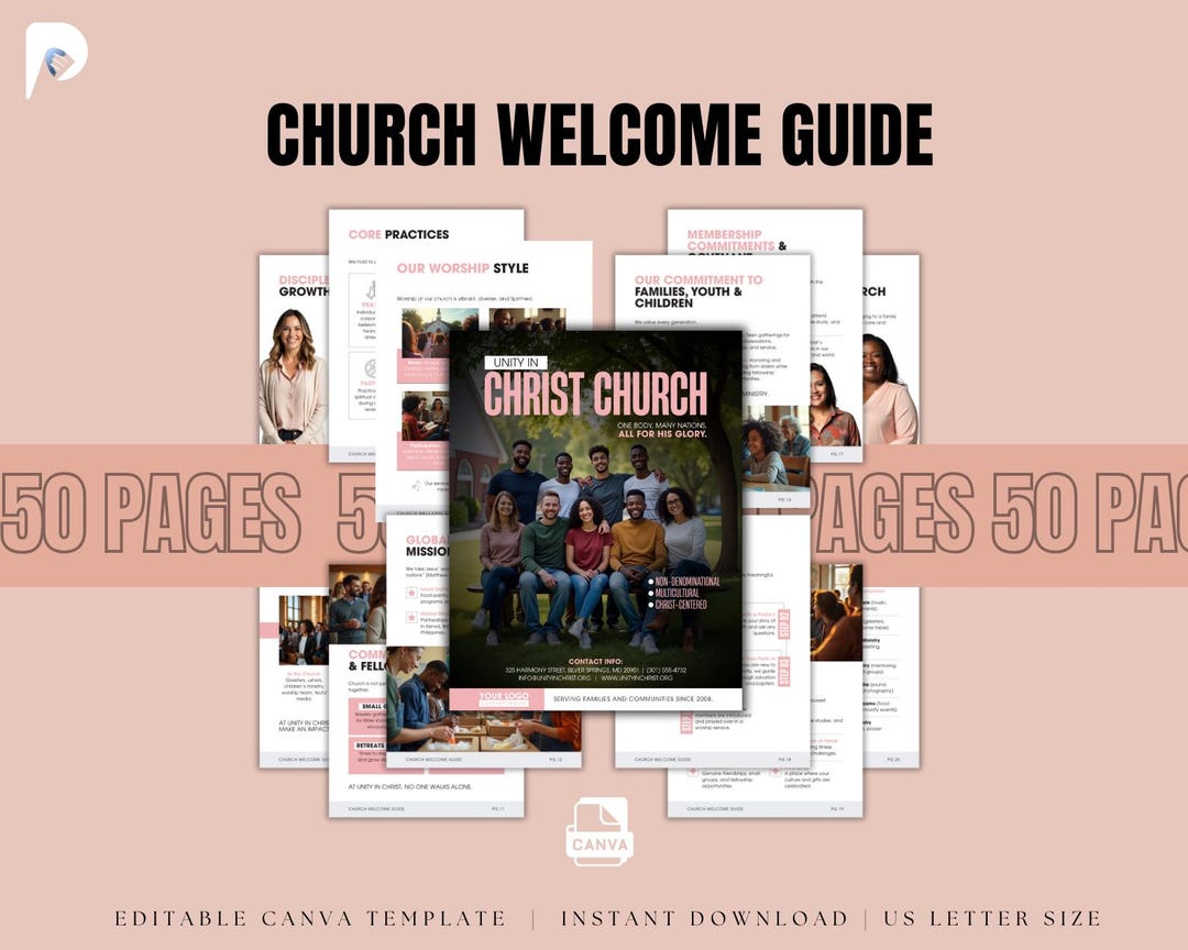 Church Welcome Guide Template | 50-page Multicultural & Non ...