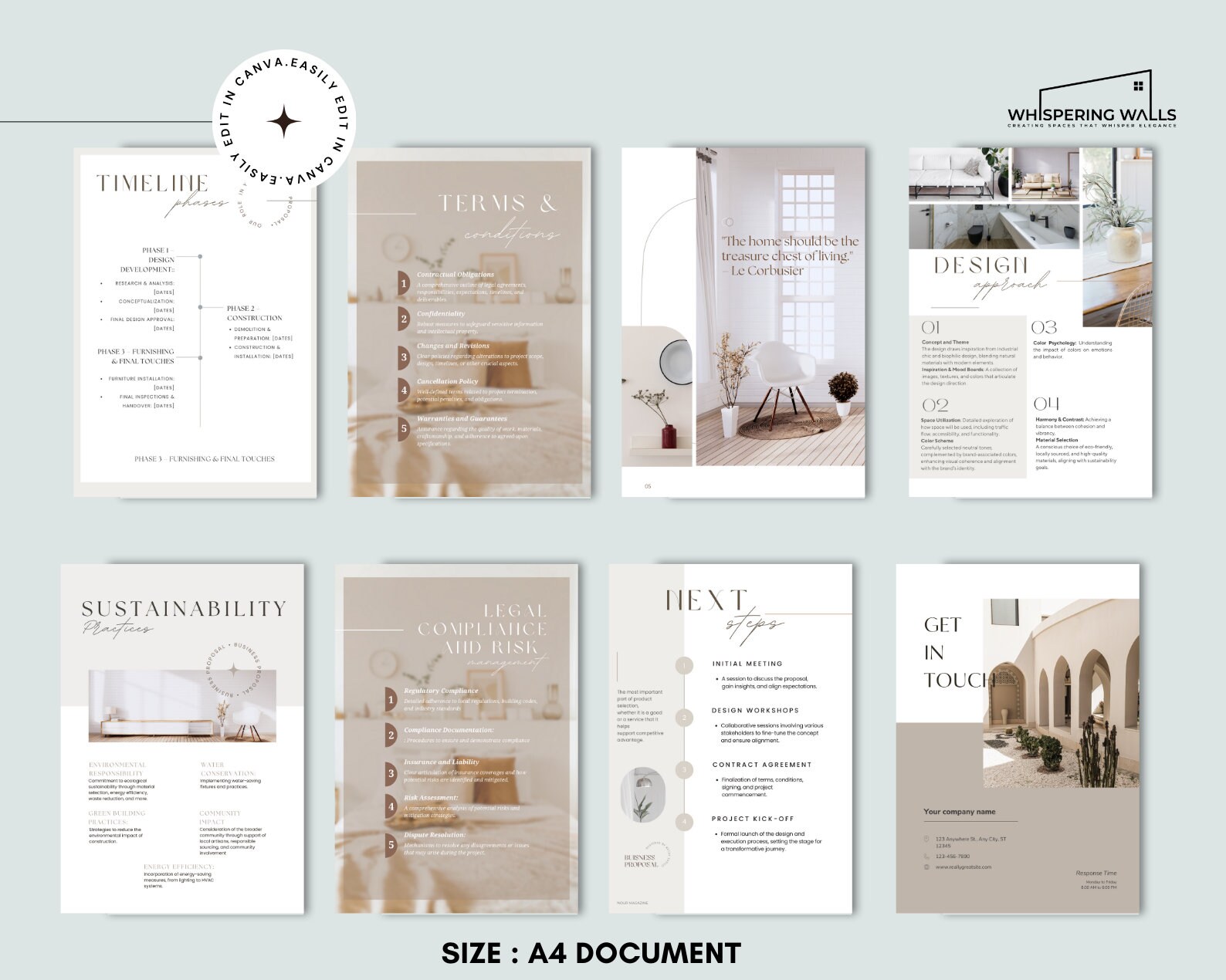 Interior Design Proposal Template - Fully Editable - Canva Template ...