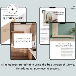 Interior Design Client Questionnaire Template - Fully Editable - Canva Template - Client ...