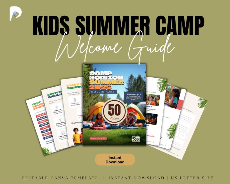 Kids Summer Camp Welcome Kit | Editable 50-page Canva Template - Etsy