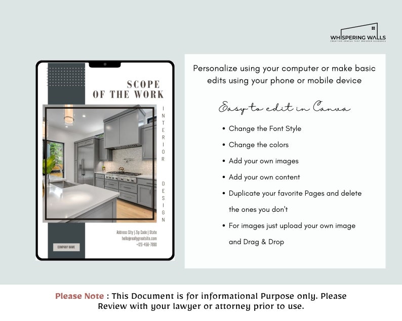 Interior Design Scope of the Work Template - Fully Editable - Canva ...