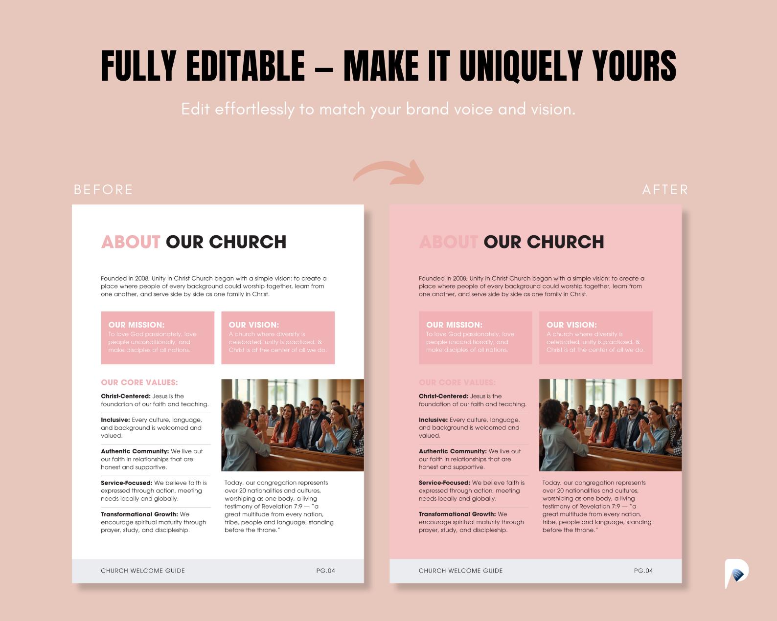 Church Welcome Guide Template | 50-page Multicultural & Non ...