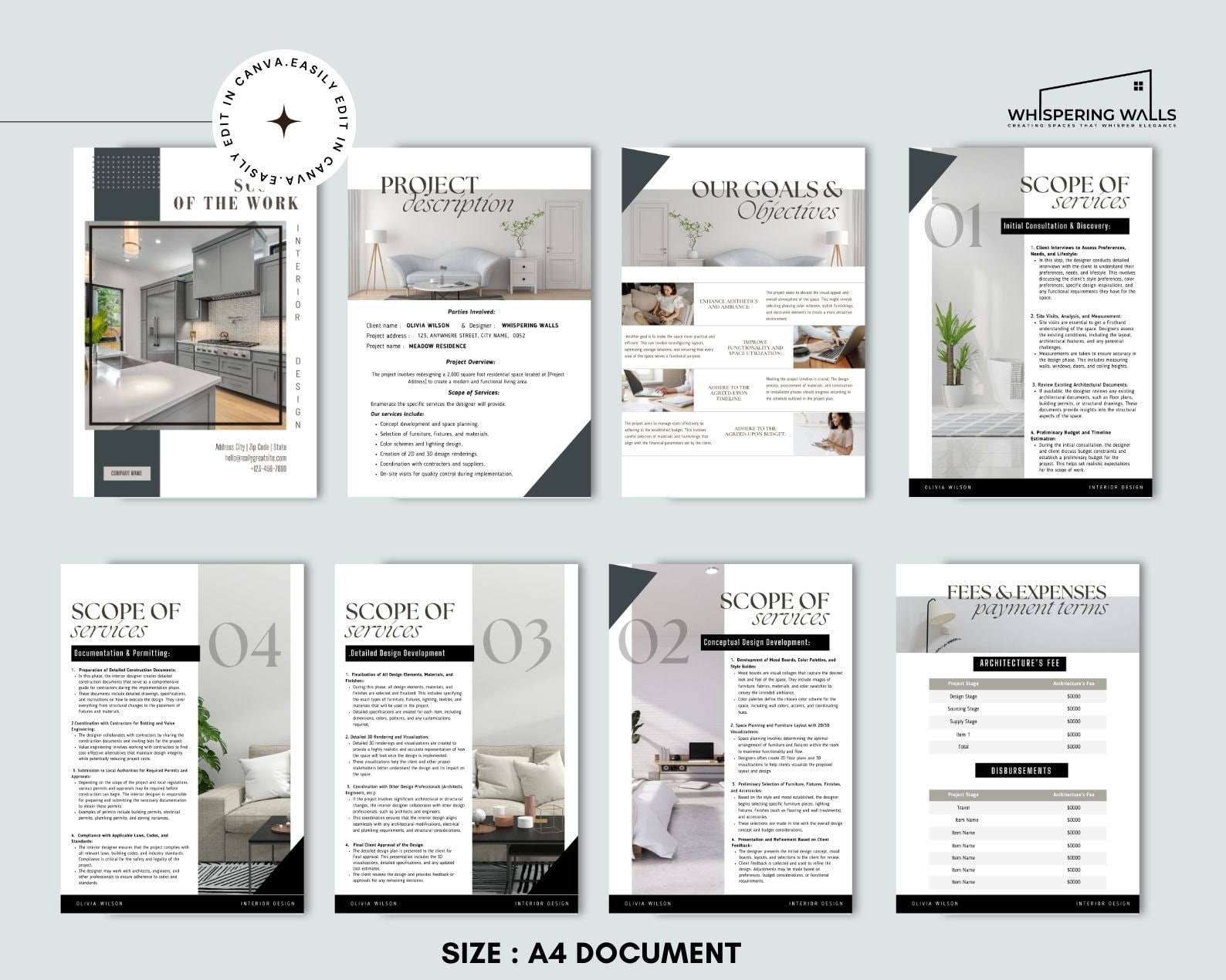Interior Design Scope of the Work Template - Fully Editable - Canva ...