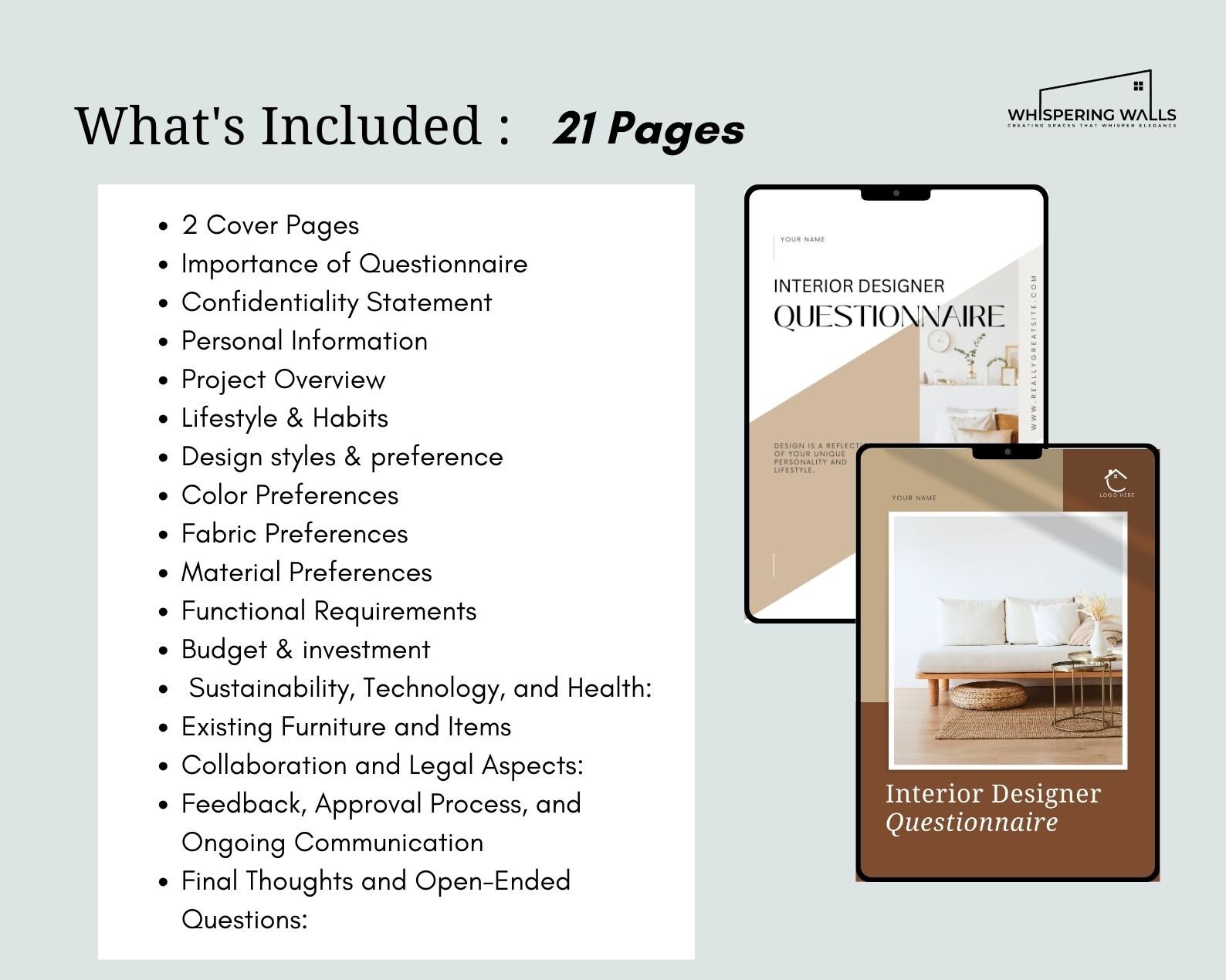 Interior Design Client Questionnaire Template - Fully Editable - Canva Template - Client ...