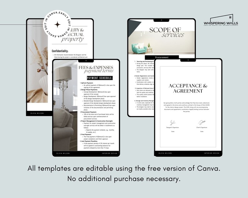 Interior Design Scope of the Work Template - Fully Editable - Canva ...