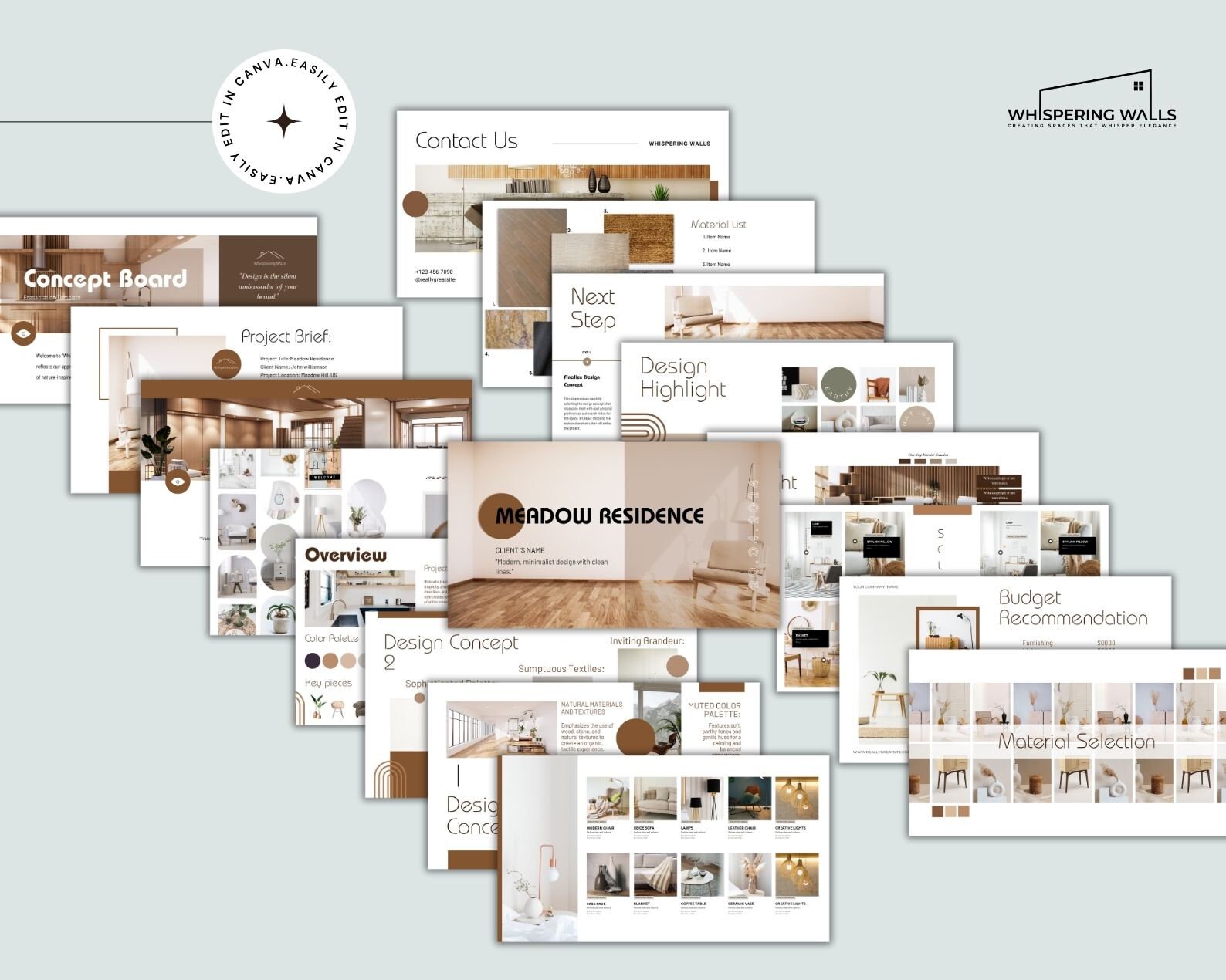 Interior Design Mood Board Template Fully Editable Canva Template Mood ...