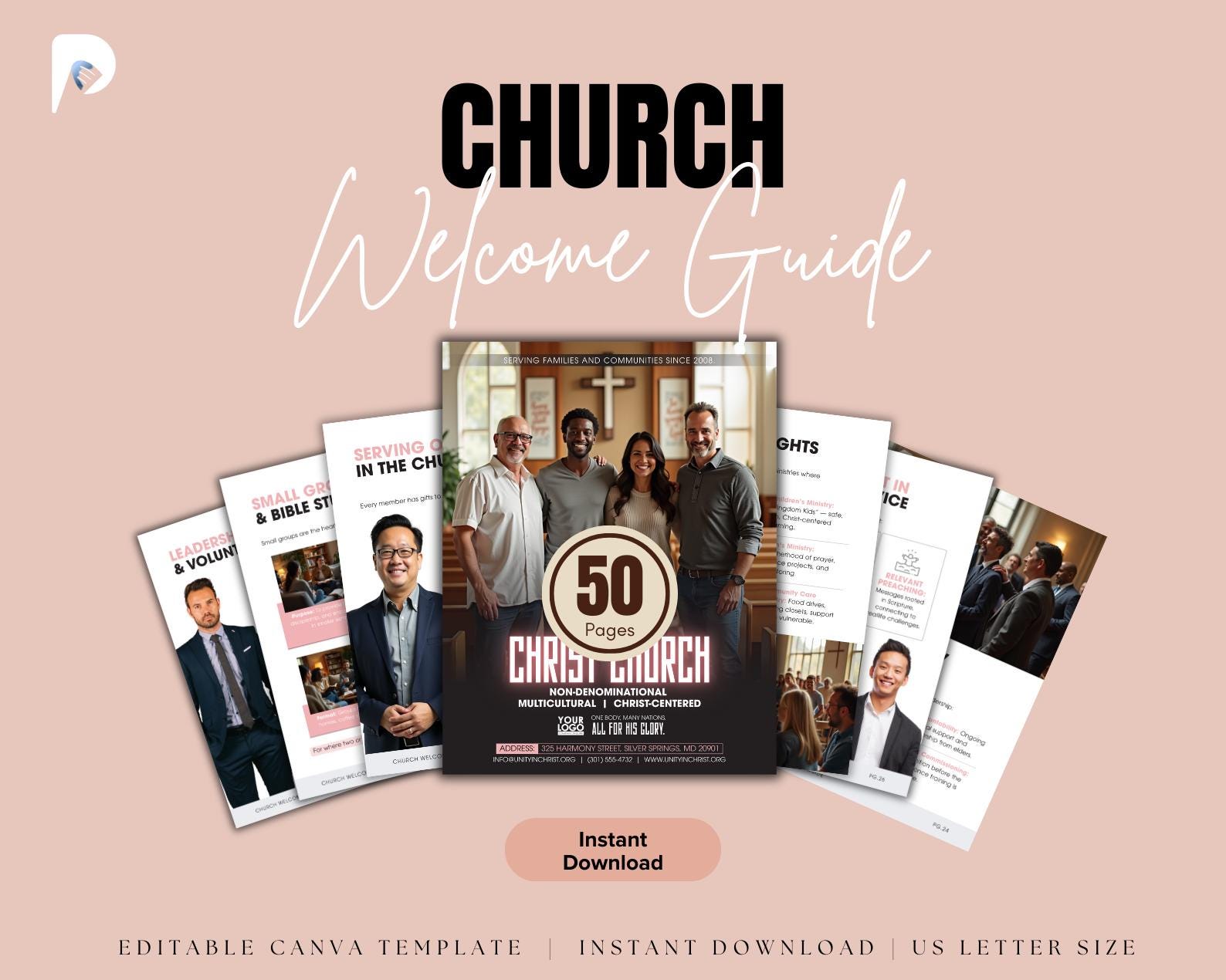 Church Welcome Guide Template | 50-page Multicultural & Non ...
