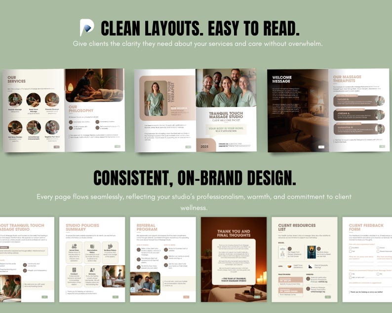 Massage Therapist Welcome Guide | Client Onboarding Packet, Policies ...