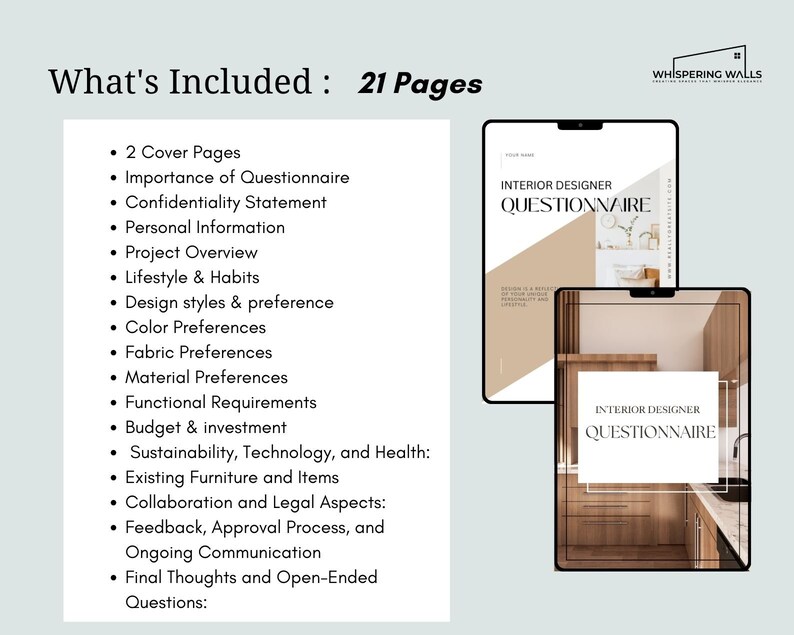 Interior Design Client Questionnaire Template - Fully Editable - Canva Template - Client ...