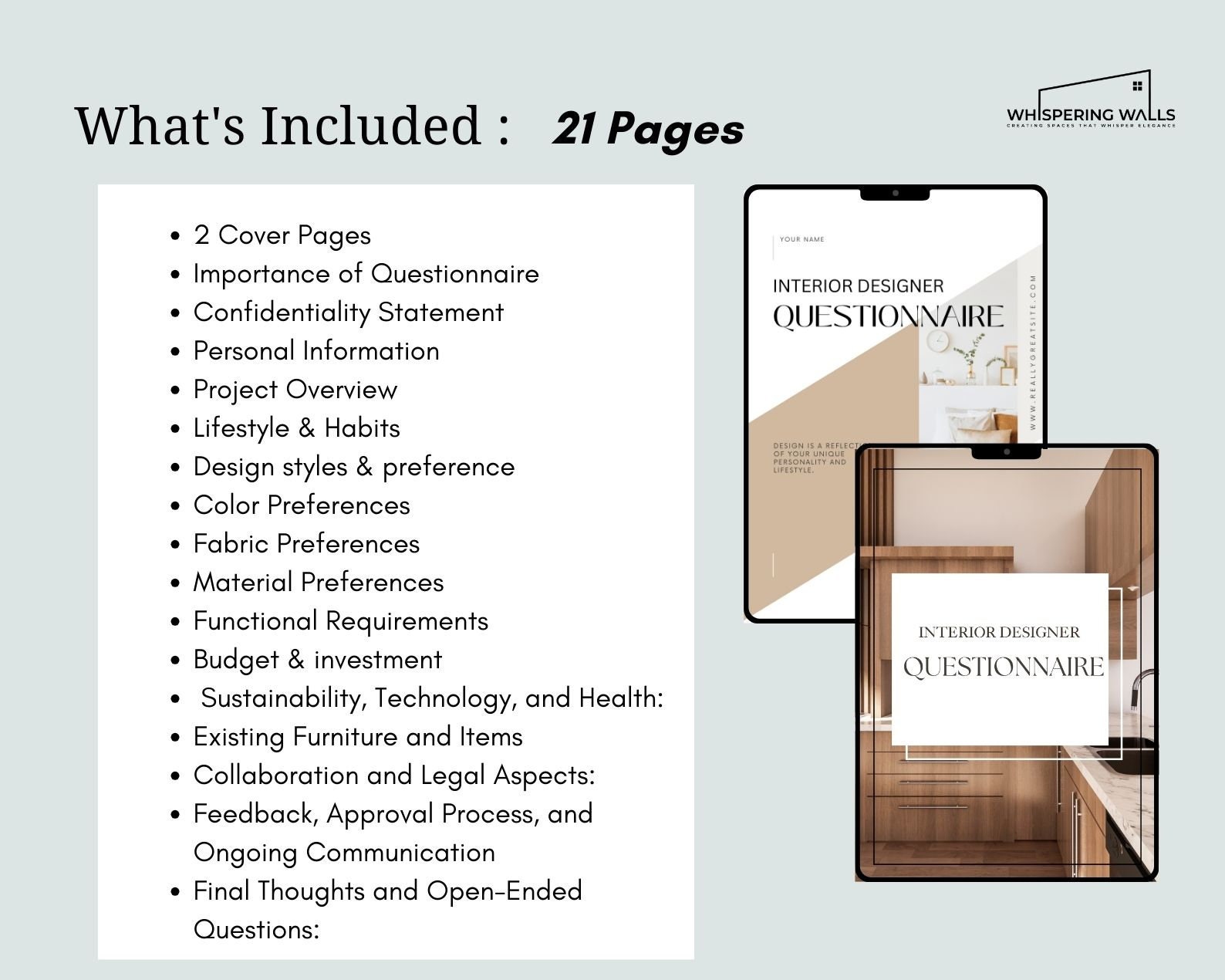Interior Design Client Questionnaire Template - Fully Editable - Canva ...