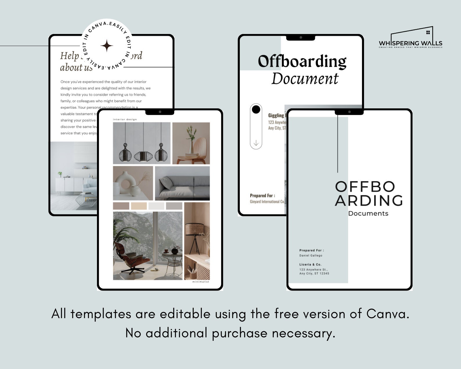 Interior Design Offboarding Documents Template - Fully Editable - Canva ...