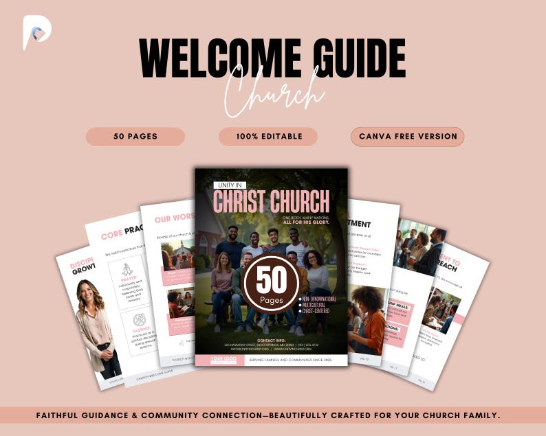Church Welcome Guide Template | 50-page Multicultural & Non ...