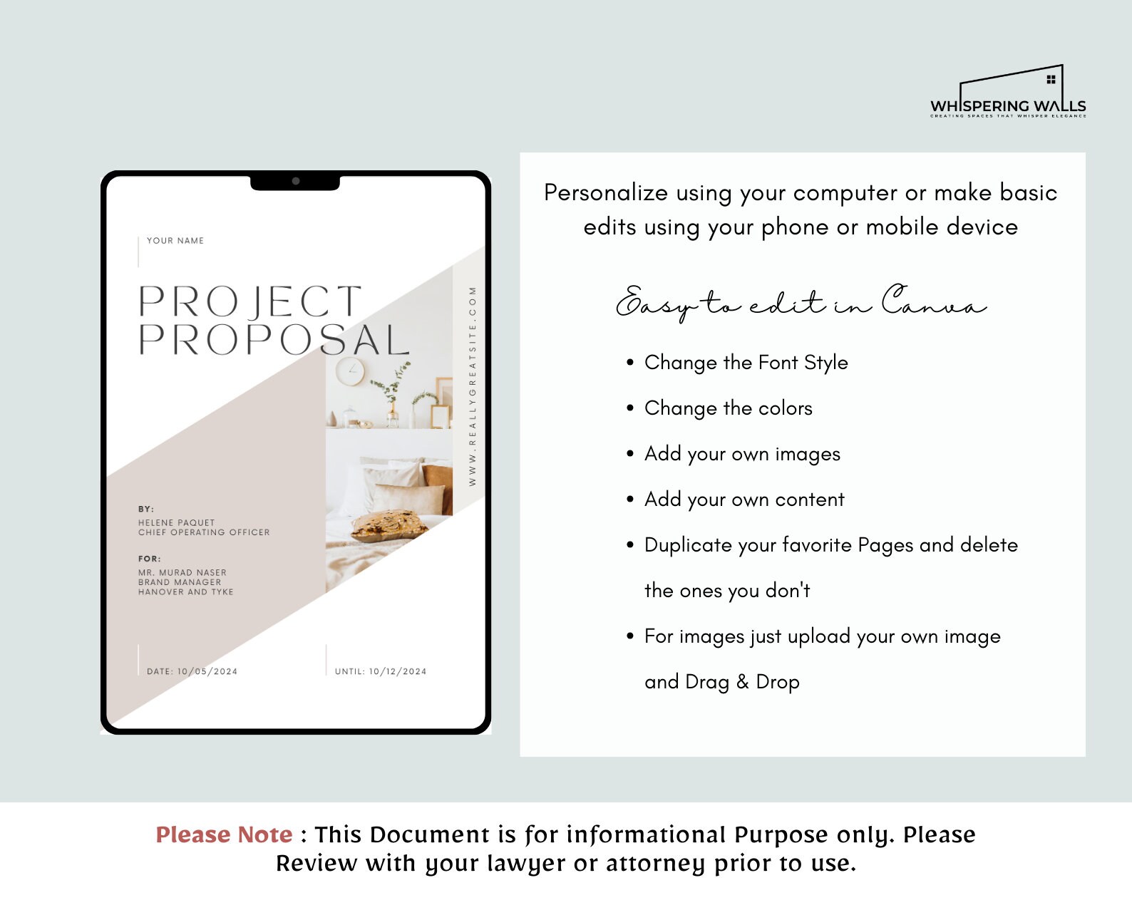 Interior Design Proposal Template Fully Editable Canva Template ...