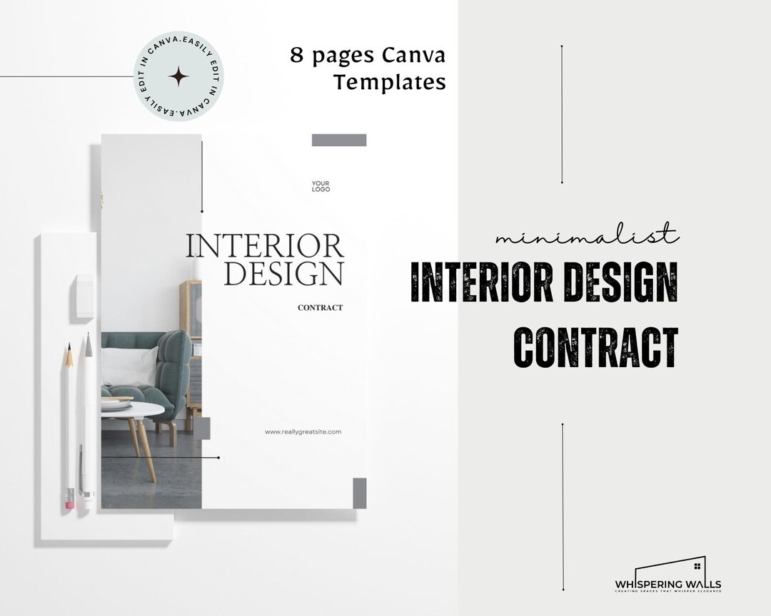 Interior Design Contract Template - Fully Editable - Canva Template ...