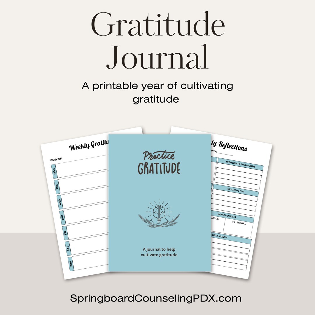 Printable Gratitude Journal, Digital Gratitude Journal, Year of ...