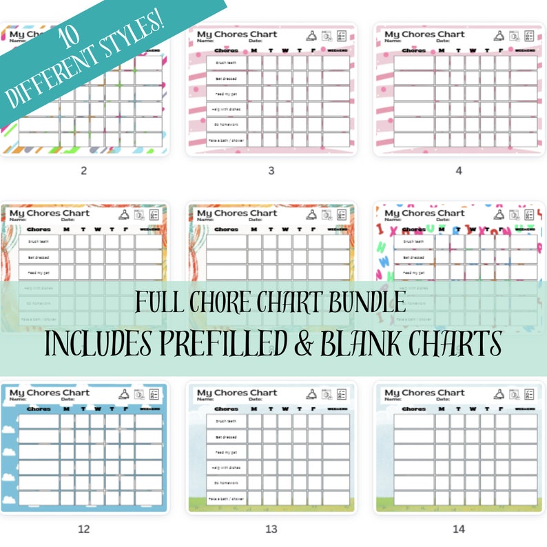 Chore Chart Printable Editable Daily & Weekly Kids Chore - Etsy