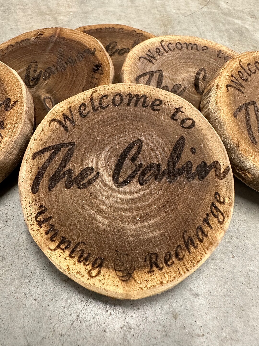 Black Walnut Rustic Coasters Cabin Theme Unplug and Recharge - Etsy