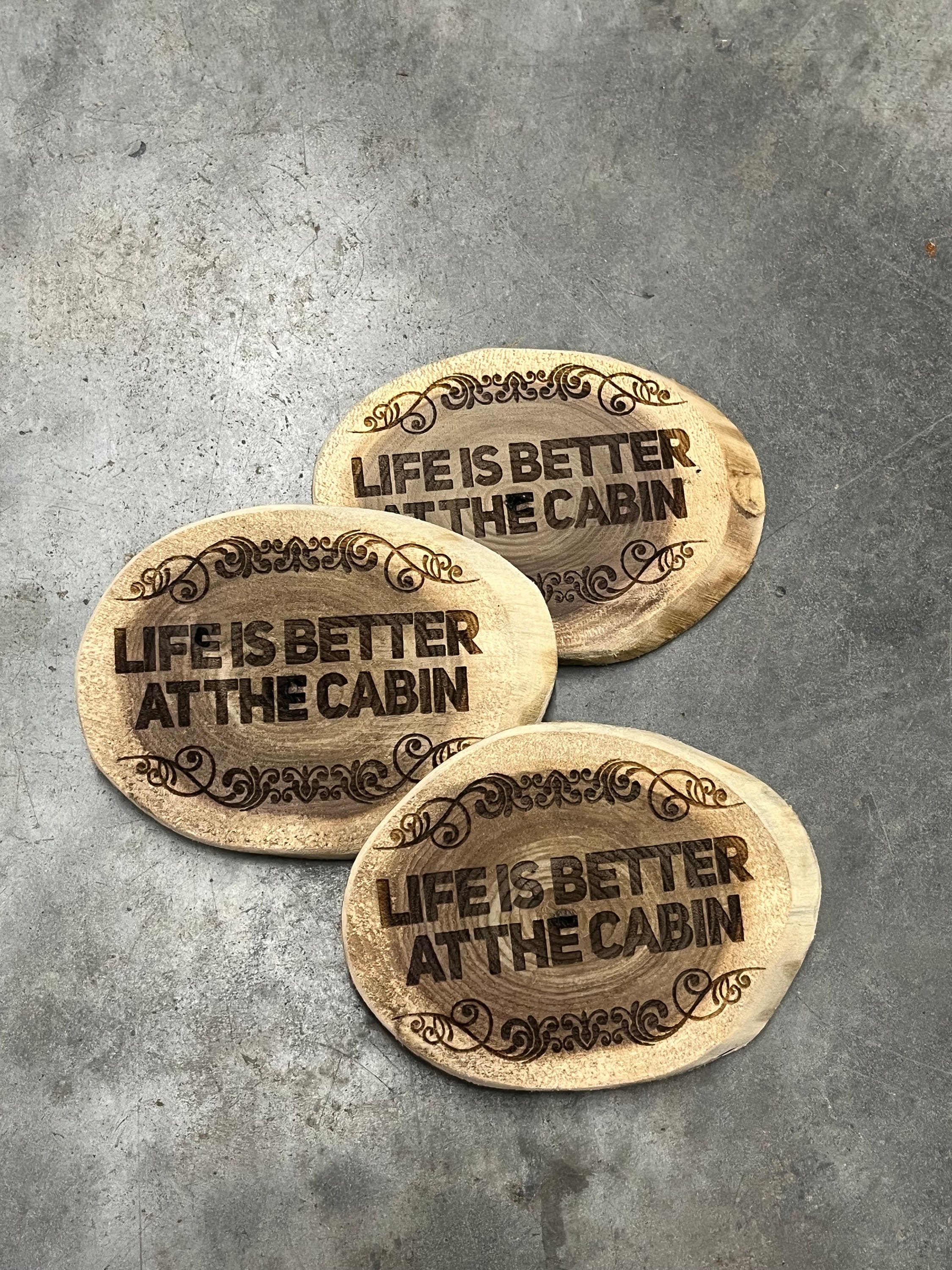 Black Walnut Rustic Coasters Cabin Theme Life is Better at the Cabin 3 ...