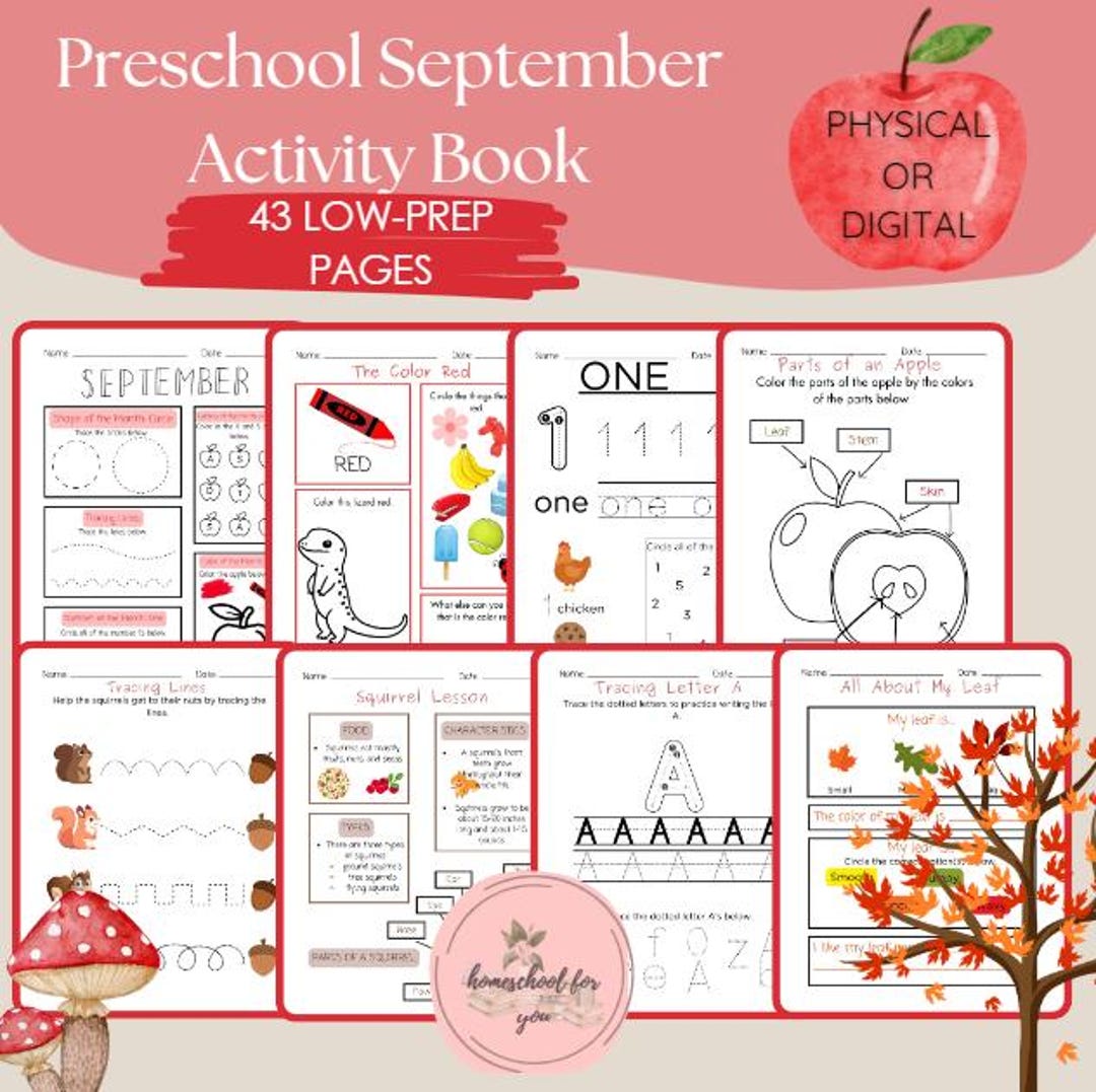 Digital Preschool/prek 3-4yr September Activity Book - Etsy
