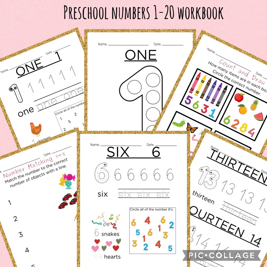 DIGITAL Preschool Numbers 1-20 Workbook - Etsy