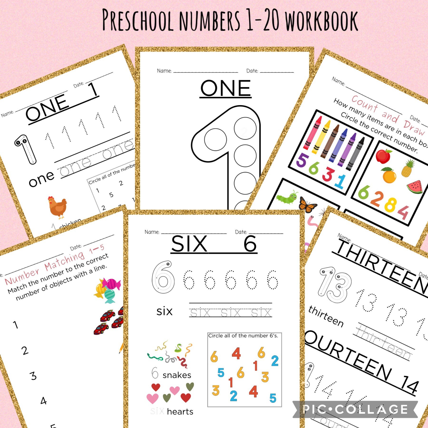 DIGITAL Preschool Numbers 1-20 Workbook - Etsy