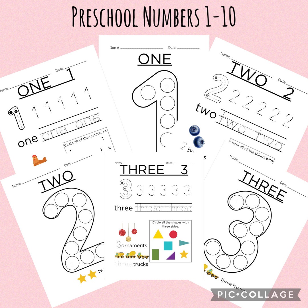 DIGITAL Preschool Numbers 1-10 Workbook - Etsy