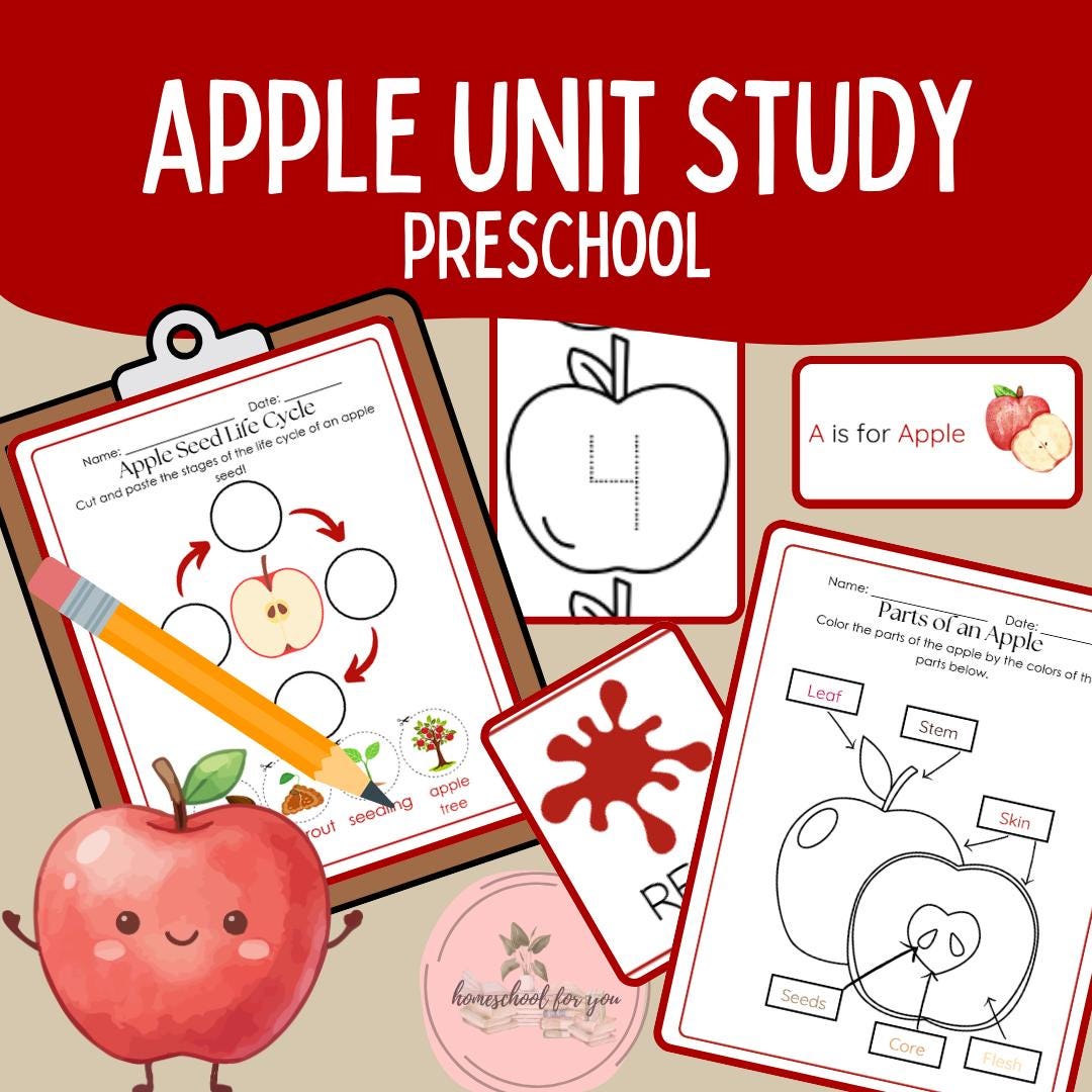Apples Preschool Unit Study | Early Learning Activities - Etsy
