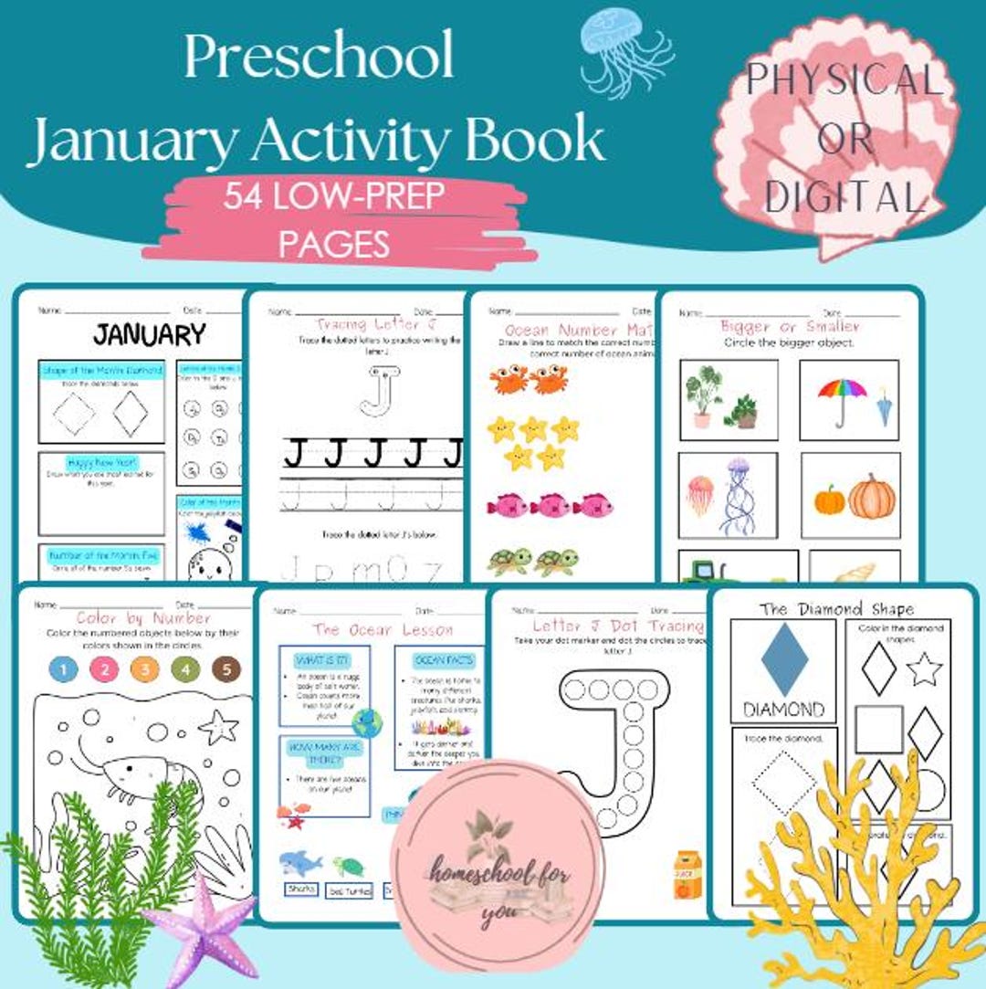 Digital Preschool/prek 3-4yr January Activity Book - Etsy