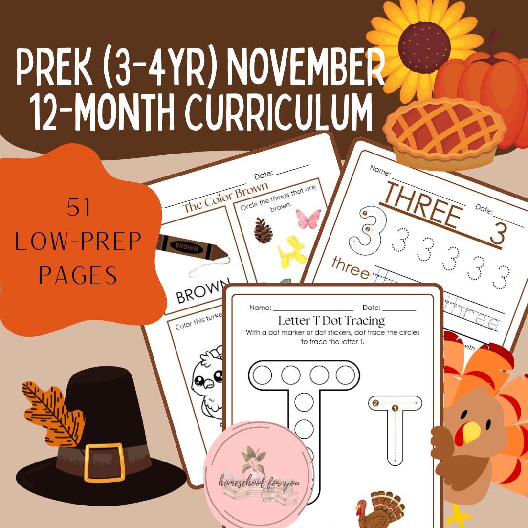 Preschool 3-4yr November Digital Curriculum Workbook - 12 Month ...