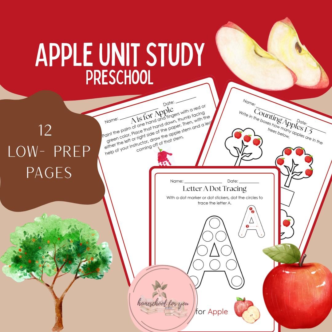 Apples Preschool Unit Study - Preschool Unit Study - Etsy
