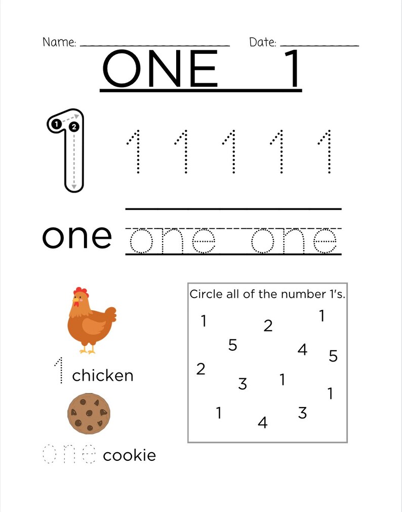 DIGITAL Preschool Numbers 1-10 Workbook - Etsy