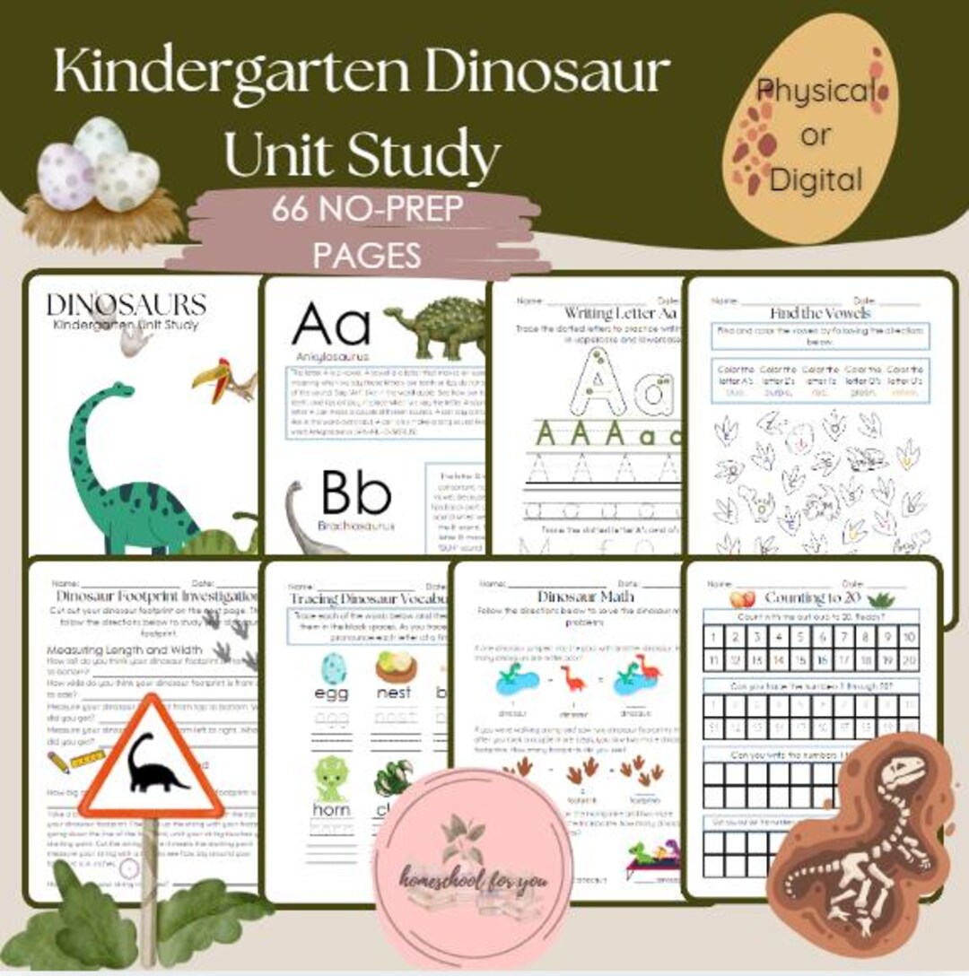 Digital Kindergarten Dinosaur Unit Study - Etsy