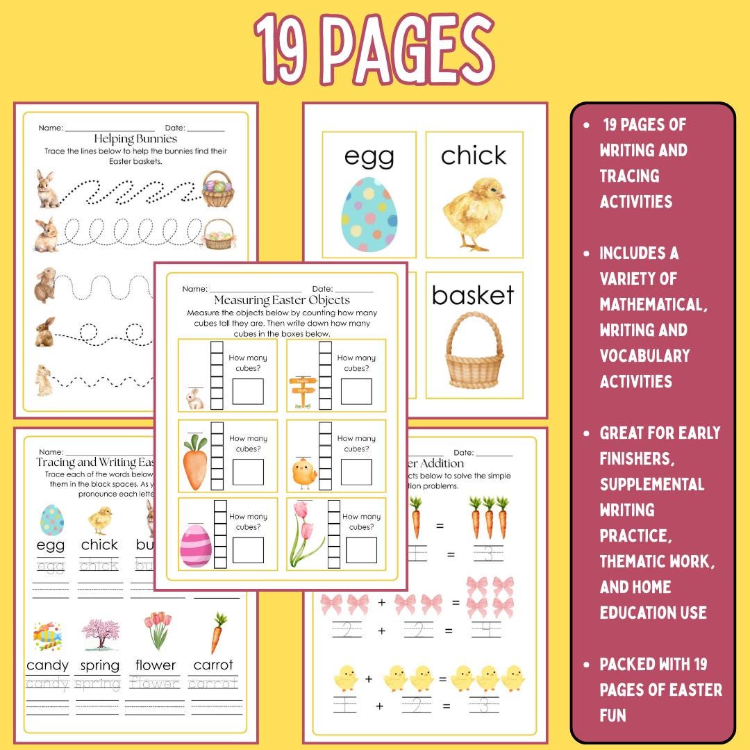 Easter Activity Packet for Preschool and Kindergarten - Etsy