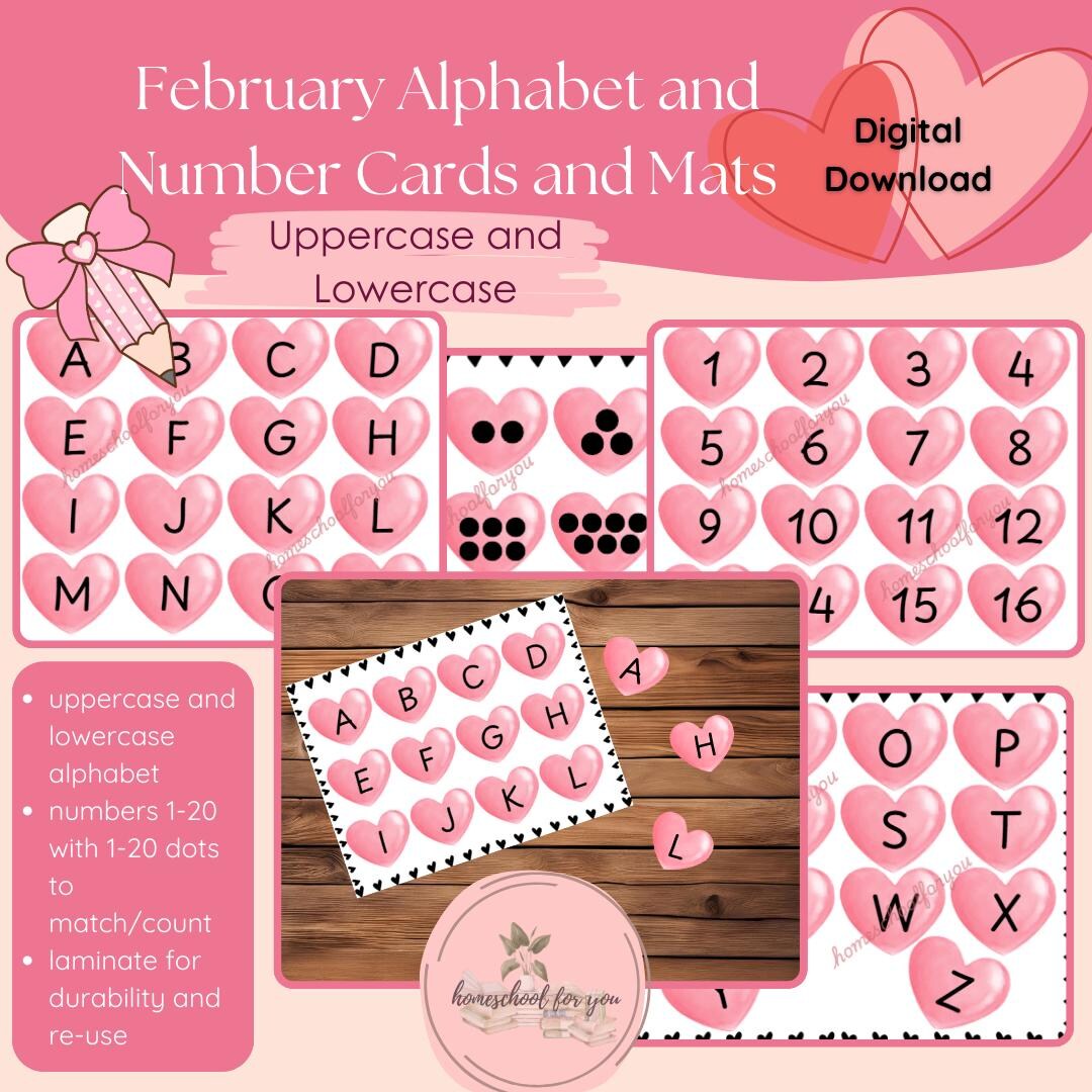 Alphabet and Numbers Cards and Mats - February Letter and Number Cards ...