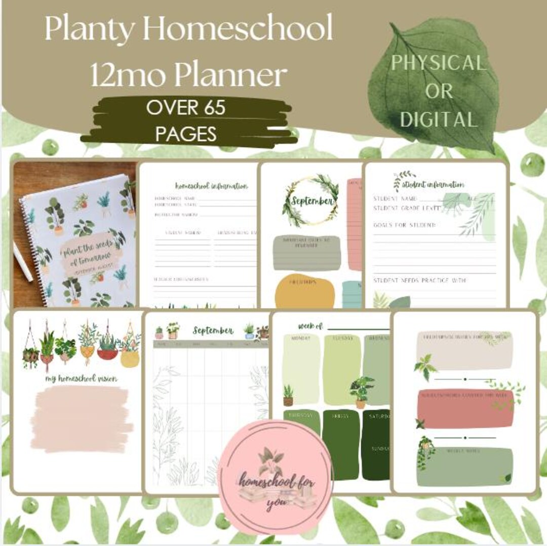 Plant Lovers Homeschool 12mo Planner - Etsy