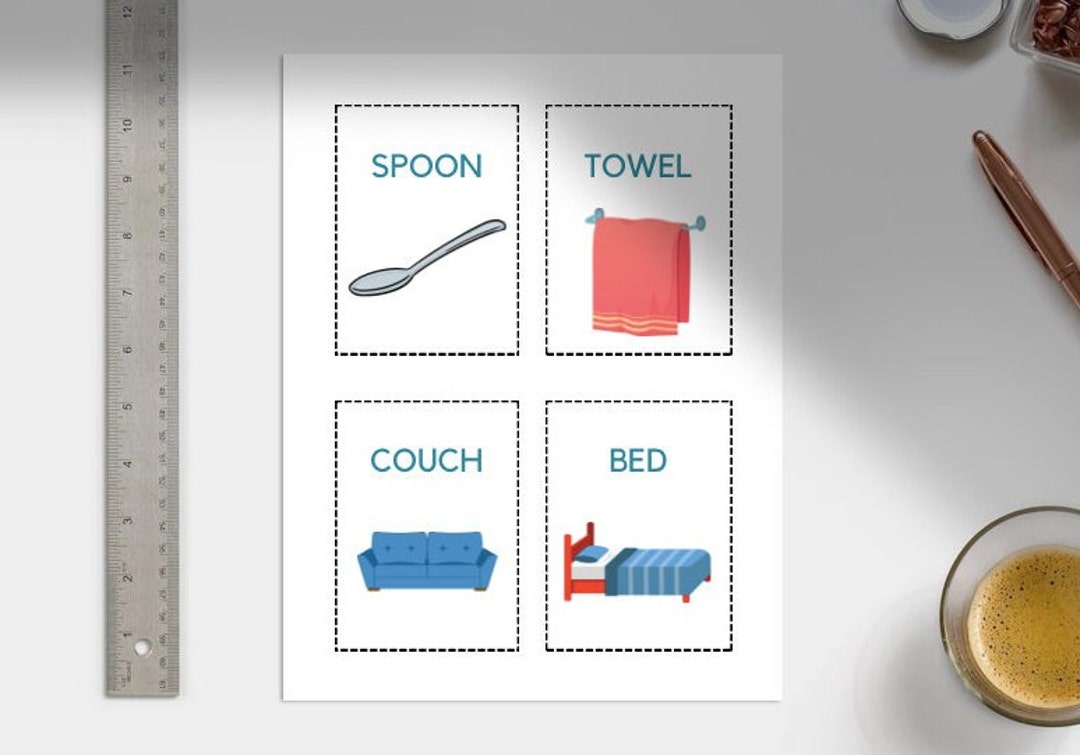 DIGITAL Toddler/preschool Household Items Flashcards - Etsy