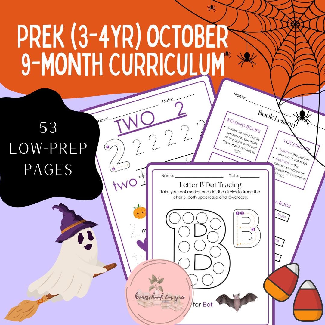 Preschool 3-4yr October Curriculum Workbook - 9 Month Physical ...