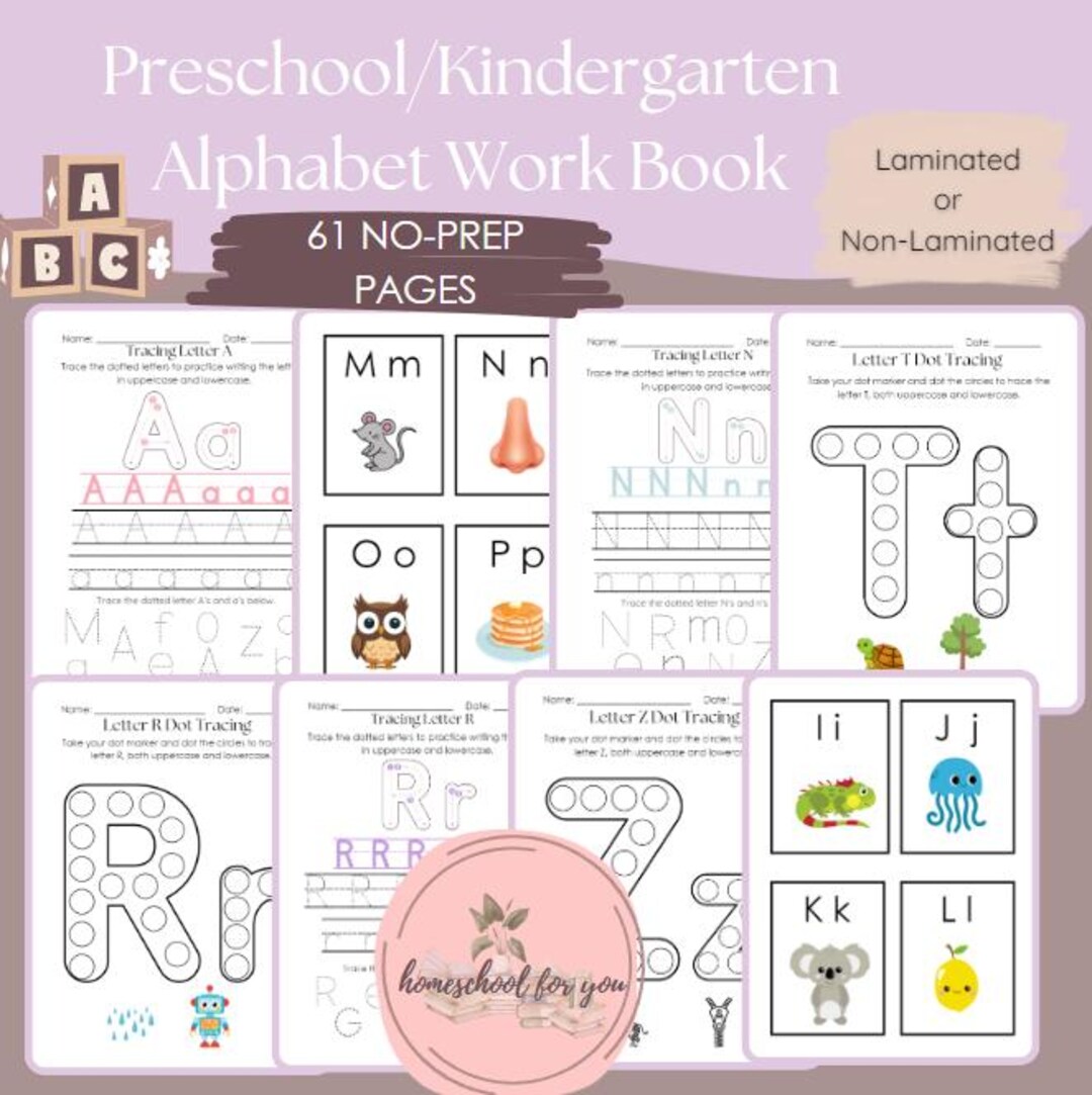 Digital Preschool/kindergarten Alphabet Work Book - Etsy
