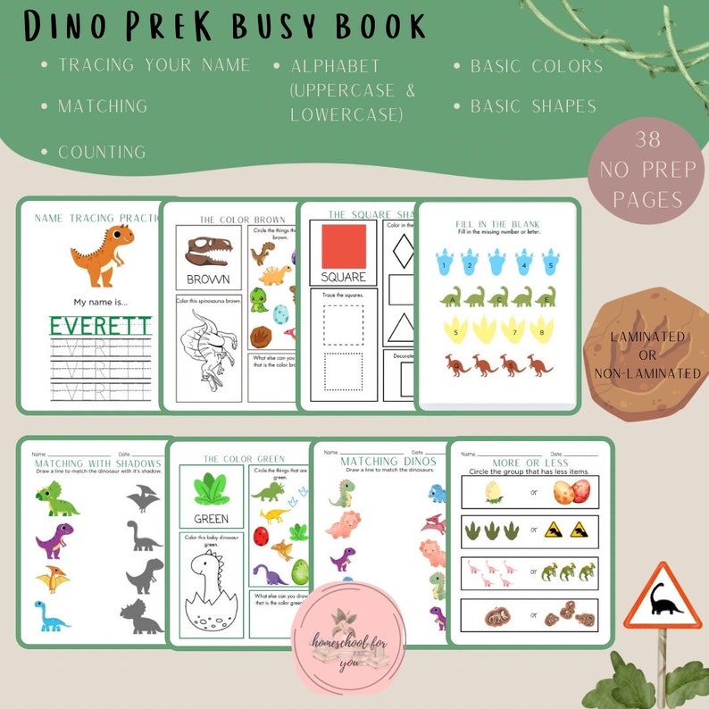 Dino Prek Busy Book - Etsy