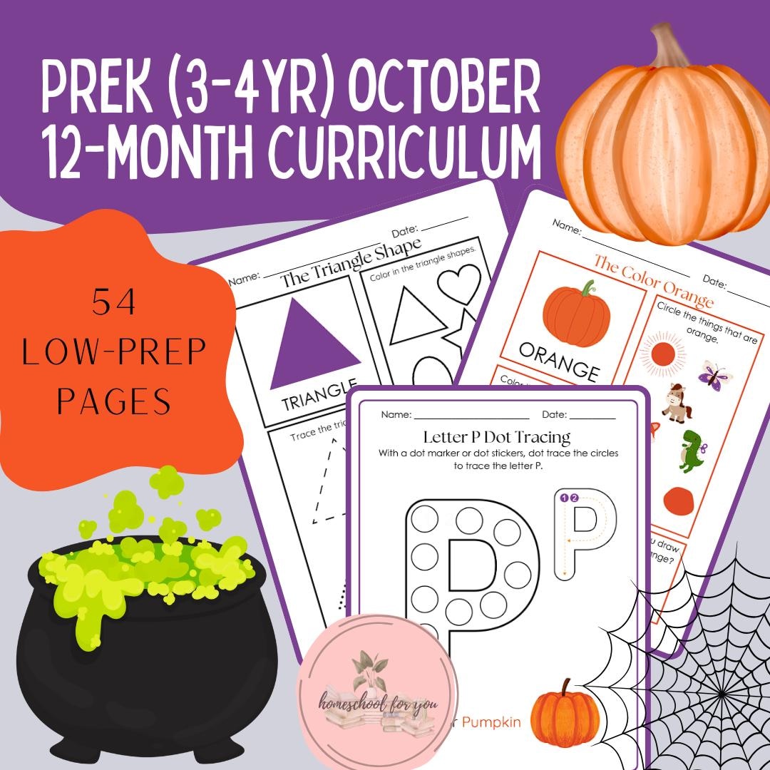 Preschool 3-4yr October Digital Curriculum Workbook - 12 Month ...