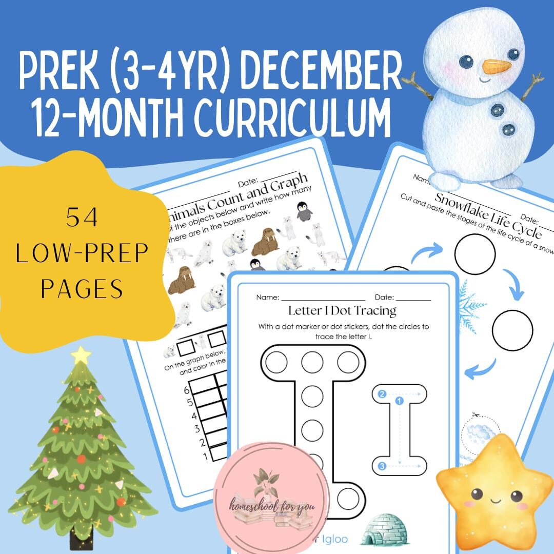 Preschool 3-4yr December Curriculum Workbook - 12 Month Curriculum - Etsy