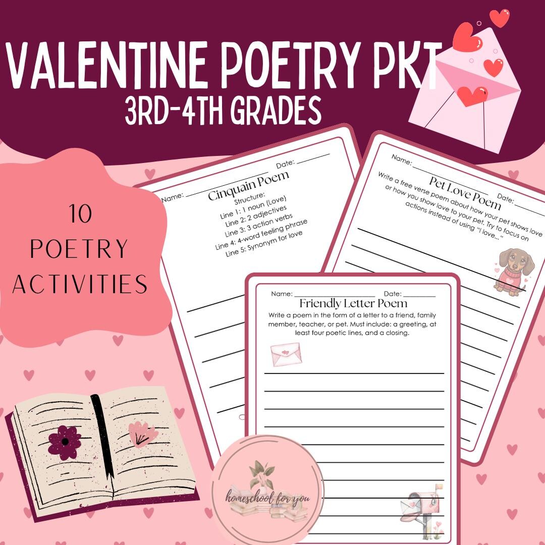 Valentine Poetry Packet for 3rd and 4th Grade - Etsy