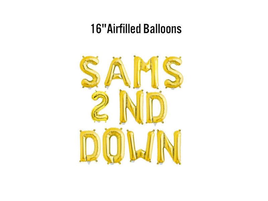 CUSTOM NAME Second Down Birthday Balloon Banner, 16" Airfilled Balloon ...