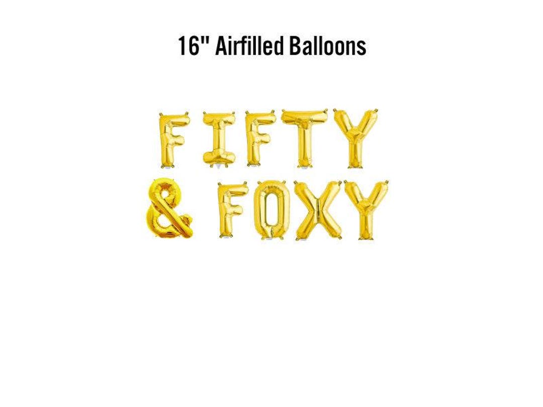 Fifty & Foxy Banner, 16" Airfilled Balloon Sign, 50th Birthday Party ...